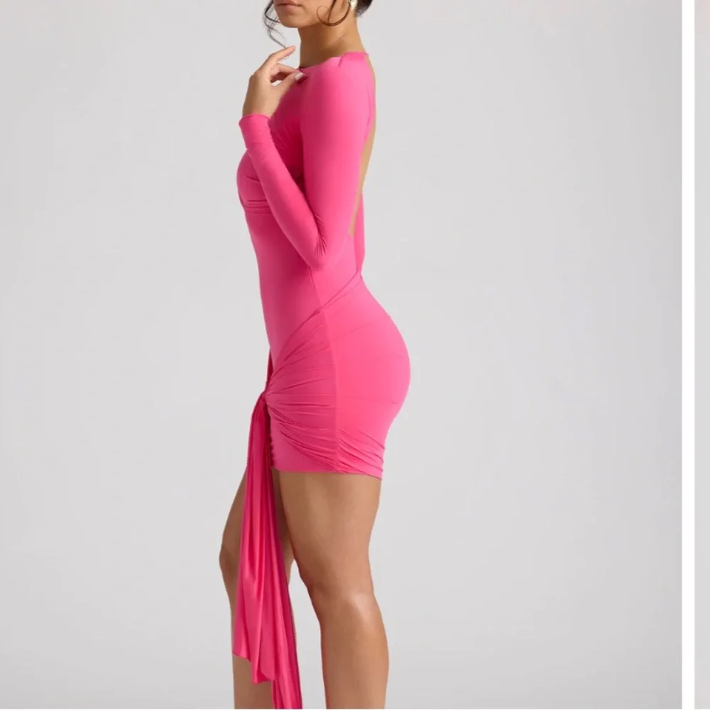 Oh Polly | Dresses | Oh Polly Long Sleeve Draped Mini Dress In Magenta ...